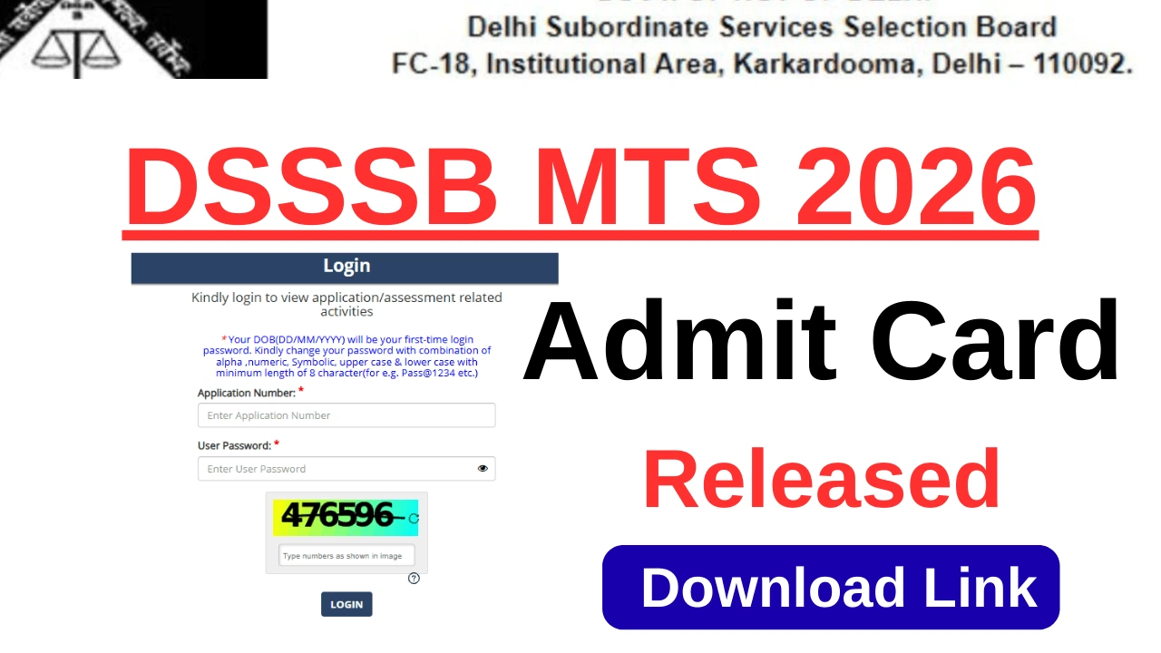 (Out) DSSSB MTS Admit Card 2026 Download Link, Exam Date & Guidelines ...