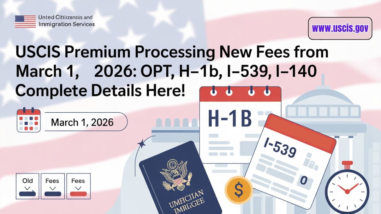 USCIS Premium Processing New Fees For 2026: OPT, H-1B, I-539, I-140 ...